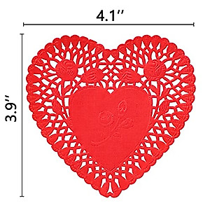600PCS Paper Doilies for Crafts - Valentines Day Decorations Red/Pink/White Lace Heart Cutouts, Wedding Valentine's Party Decor Ornaments, 4"