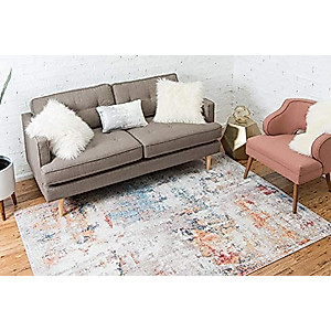 Unique Loom Rainbow Collection Modern Abstract Watercolor Multi Area Rug (8' 0 x 11' 0)