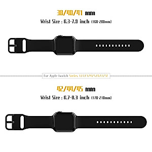 Sport Band Compatible with Apple Watch Bands 49mm 45mm 44mm 42mm, Soft Silicone Wristbands Replacement Strap with Classic Clasp for iWatch Series SE 8 7 6 5 4 3 2 1 Ultra for Women Men, Black