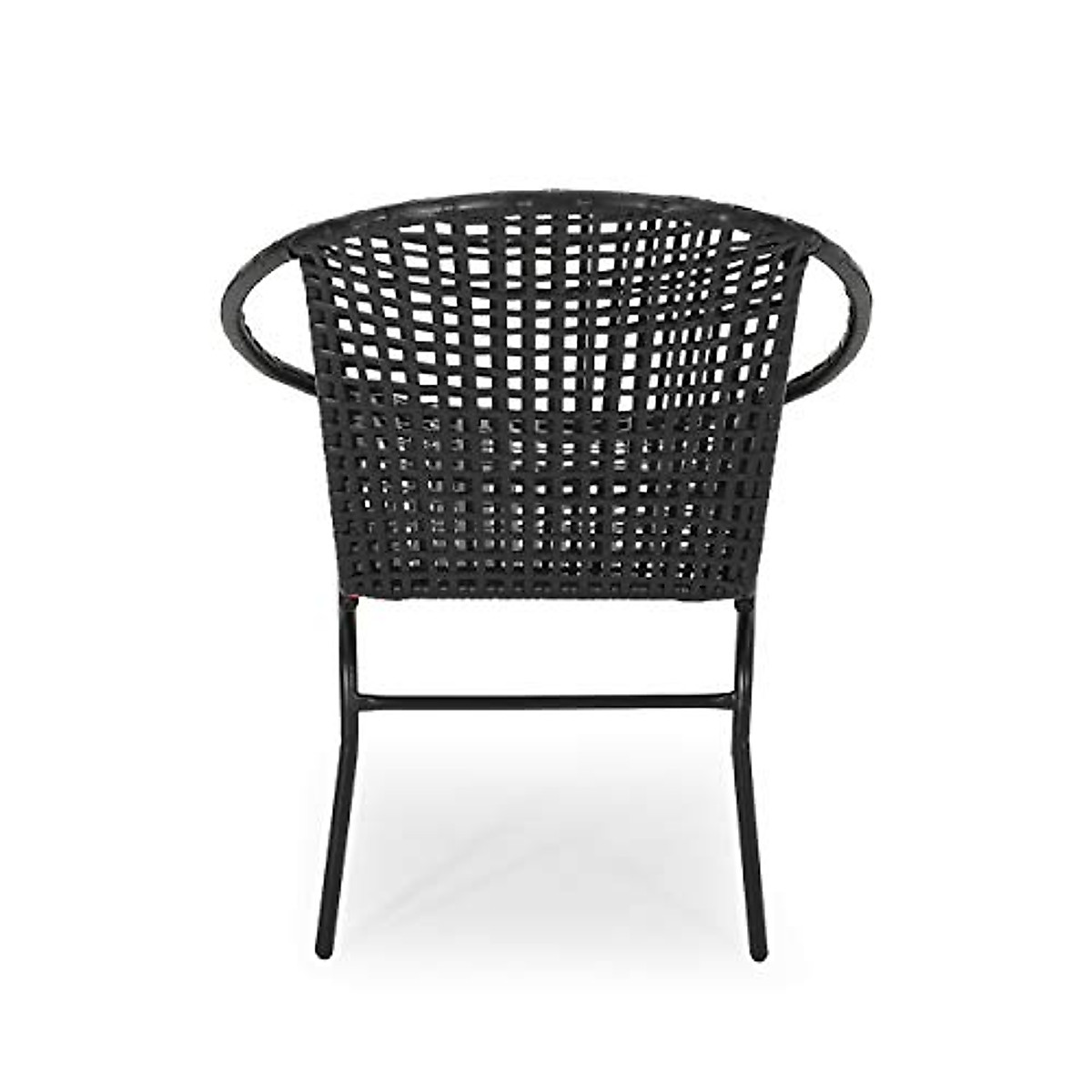 Jacqueline Outdoor Modern Faux Rattan Club Chair (Set of 2), Black