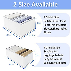 LICFBO Wardrobe Clothes Organizer for Drawer, Foldable Drawer Organizers for Clothing,7 Grids Clothes Drawer Organizer with Support, Wardrobe Closet Organizer for Jeans, Pants, T-shirts, Leggings
