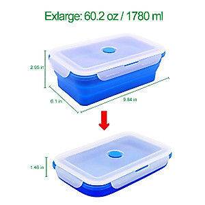 FUSMYE Set of 2 Extra Large Collapsible Silicone Food Storage Containers With Lids,82.8oz + 60.2oz Meal Box For Kitchen,Big Bento Lunch Boxes, Microwave,Dishwasher and Freezer Safe For Camping