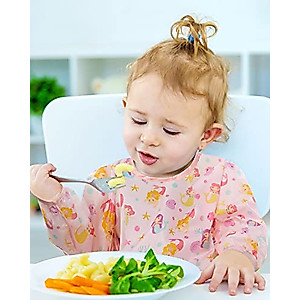 Lictin 3 Pack Baby Bibs for Boy or Girl, Cute Long Sleeve Bib, Waterproof Bibs for Toddlers,Adjustable Closure Baby Smock, Mess Proof Baby Bib, 6-24 Months Reusable Infant Baby Bibs