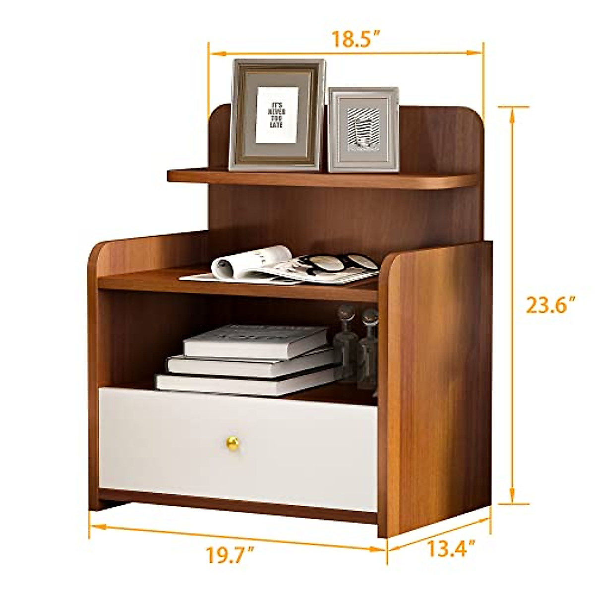 Koifuxii Mid Century Modern Nightstand,Small Nightstand,Nightstand with Drawer,Wood Nightstand,Storage End Table,Night Table for Bedroom,Brown