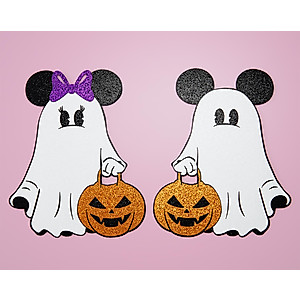 Halloween Boo Garland Banner 10Pcs Mouse Boo Banner, Glitter Spooky Ghost Banner for Mouse Theme Halloween Decoration