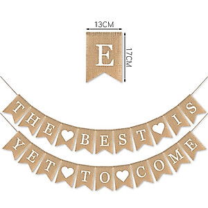 SWYOUN Burlap The Best is Yet to Come Banner Bachelorette Engagement Wedding Graduation Bridal Shower Party Decoration Baby Shower Supplies