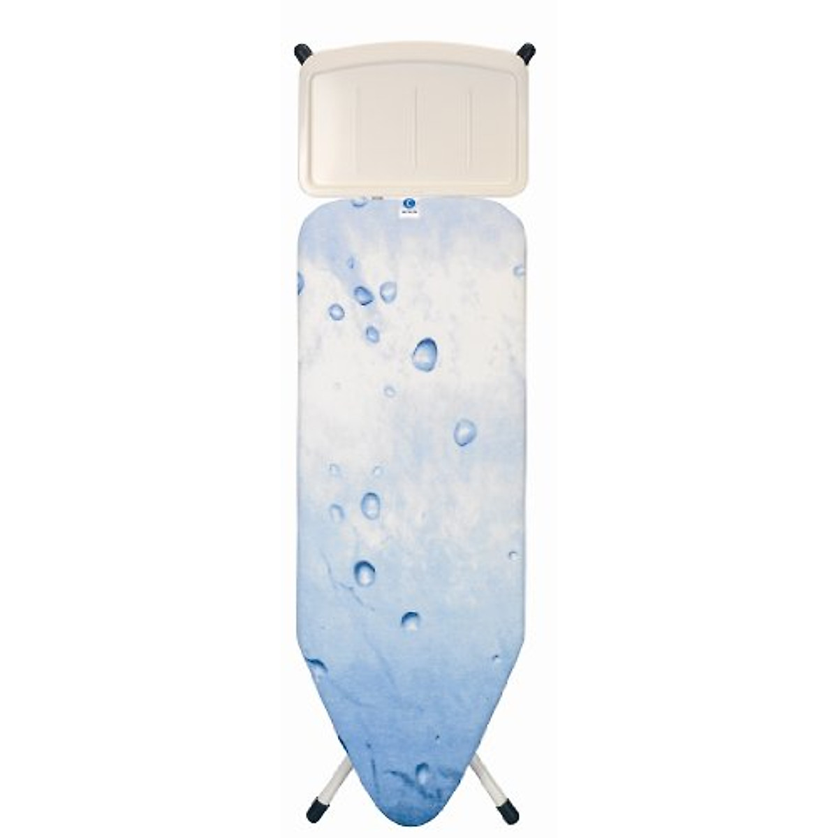 Brabantia Size C Ironing Board (49x18 in) 7 Height Options, Solid Steam Unit Rest Holder (Ice Water) Non-Slip Feet, Anti-Collapse Child Locks