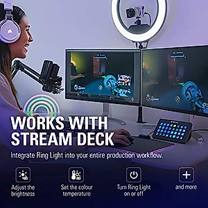 Elgato Ring Light - Premium 2500 lumens Light with desk clamp and ball mount for Streaming, TikTok, Instagram, Home Office, Temperature and Brightness app-adjustable on Mac, PC, iOS, Android