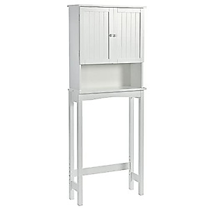 MENGK Over-The-Toilet Bathroom Cabinet with Shelf and Two Doors Space-Saving Storage, Easy to Assemble, White