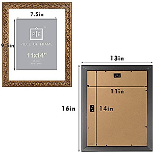 Golden State Art, 11x14 Ornate Finish Photo Frame with White Mat for 8x10 Picture & Real Glass, Color: Bronze
