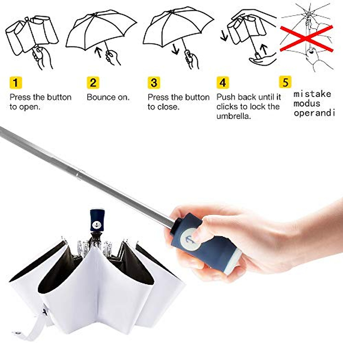 DBA FDJASGY UV Sun Umbrella Compact Folding Travel Umbrella Auto Open Close Compact Folding Rain Umbrellas for Women Men Blocking UV 99.98% White