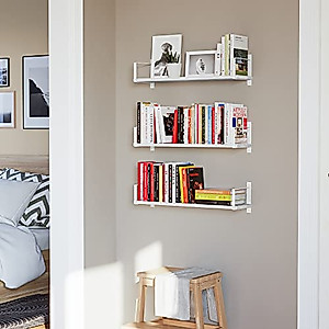 Wallniture Toledo 24"x6" White Floating Shelves for Storage, Wall Bookshelves Living Room Decor, Kitchen Organization, Bathroom Storage, Office Wall Shelf Set of 3