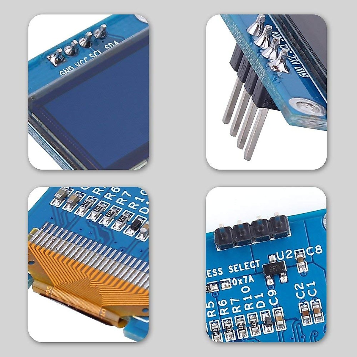 5PCS 0.96 Inch OLED Display Module, PEMENOL 128 x 64 Pixel I2C IIC Serial 1 OLED LCD Display Module with SSD1306 Driver for Arduino Raspberry Pi and ESP8266（White Light）