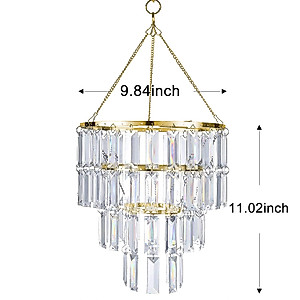 Sunli House Modern Chandelier Shade, Faux Chandeliers Light Fixture Pendant Ceiling Lampshade for Girls Bedroom, W9.84 X H11 (Gold)