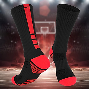 Finerview Elite Basketball Socks for Men 6 Pairs, High-Top Premium Mid Calf Athletic Socks for Adult & Youth