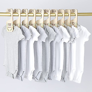 Dabancy Wooden Baby Closet Dividers - Set of 10 from Newborn to Toddler and 2 Blanks with Velvet Bag,Wooden Nursery Closet Dividers for Baby Clothes- [box]