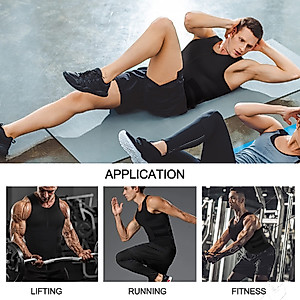 REDPAI 2 in 1 Waist Trainer for Men with Waist Trimmer Sweat Belt Tummy Control Neoprene Slimming Workout Vest Shaper (Black, Large)