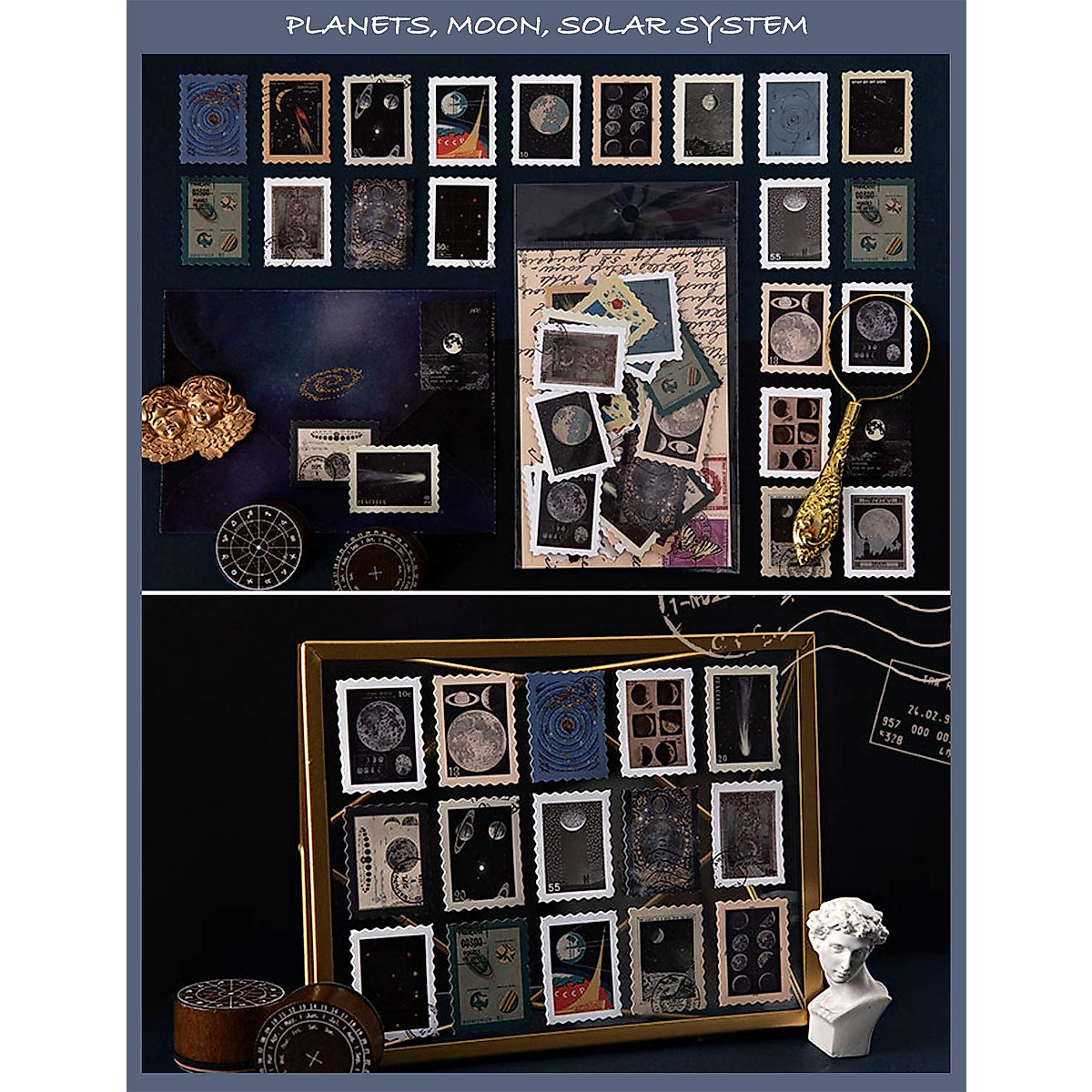 Vintage Postage Stamp Stickers Set (276 Pieces) - Botanical Deco Sticker for Scrapbooking, Bullet Journaling, Junk Journal, Planners, Bujo Travel Diary, Nature Plant Ephemera