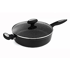 Zyliss Cook Non-Stick Forged Saut茅 Pan with Glass Lid, Aluminium, Black, 53.9 x 29 x 15.6 cm