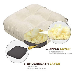 TANYOO Kitchen Chair Cushions Set of 4 Dual Layer Chair Cushions for Dining Chairs Shredded Memory Foam and Charcoal Foam Pads Fillings Seat Cushions White 16.5"x 16.5" x 3.5"