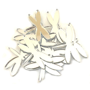 Super Cool Creations Dragonfly Shaped Crafting Mirrors, Set of 10, Many Colours, Shatterproof Acrylic, Orange, Pack of 10 x 5cm