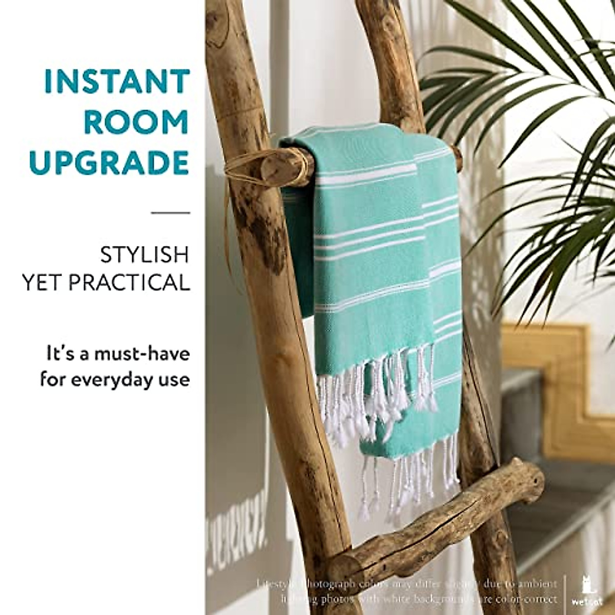 WETCAT Bundle: Turkish Bath Towel (38 x 71) and Turkish Hand Towels (20 x 30, Set of 2) - 100% Cotton, Prewashed for Soft Feel - Mint Green Decor & Mint Green Kitchen Accessories and Decor