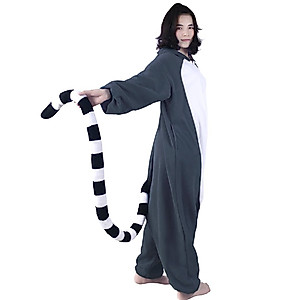 DOITNOW Lemur Pajamas Unisex Adult Jumpsuit Animal Cosplay Costumes (XXL, Gray)