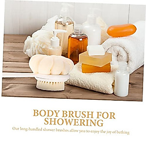 LALAFINA 3pcs Long Handle Bath Brush Dual- Sided Back Brush Shower Body Brush Bath Mesh Sponge Body Scrub Sponge Brush Cleaner He Washer Machine Cleaner Back Shower Brush Durable Bath Brush