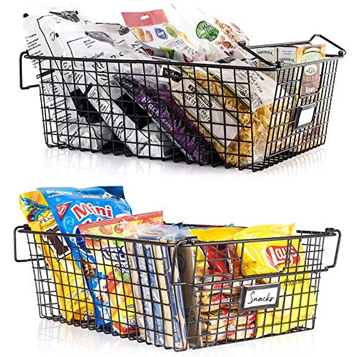 Granrosi XXL Wire Baskets For Storage Pantry Baskets, Set of 2 Wire Storage Baskets, Wire Baskets for Organizing, Large Wire Basket, Kitchen Organization Baskets, Metal Basket for Storage - XXL - Bronze