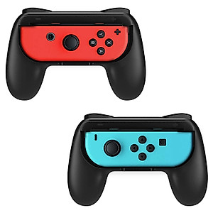 Beastron Comfort Grips Compatible with Nintendo Switch Joy Cons, Sweat-Resistant Handles, 4 Pack, Black, Red & Blue (MATTE FINISH)