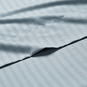 Amazon Basics Deluxe Microfiber 4-Piece Sheet Set, Full, Spa Blue Striped