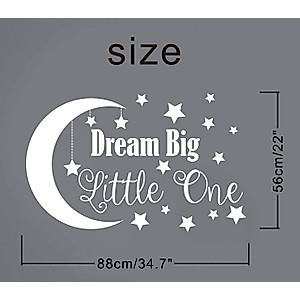 Dream Big Little One Wall Decal, Nursery Wall Decal, Nursery Decor, Nursery Wall Quote, Quote Decal, Removable Vinyl Wall Stickers for Baby Kids Boy Girl Bedroom Nursery Decor A34 (Big, White)