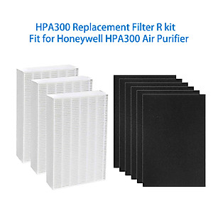 Replacement Filter for Honeywell HPA300 HPA200 HPA100, 3 HEPA Filters & 6 Pre-Filters, Part # HRF-R1 HRF-R2 HRF-R3 HRF-ARVP300 Replacement Filter R, 9 Count (Pack of 1)