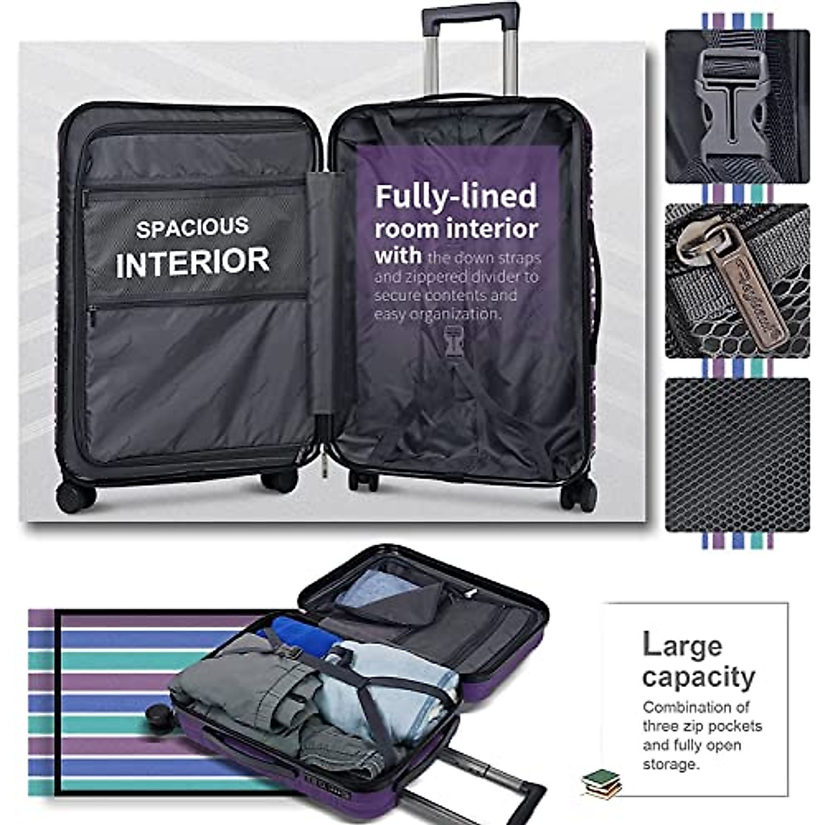 Feybaul Luggage Set 2PCS Suitcase PC+ABS Carry On Luggage with Spinner Wheel