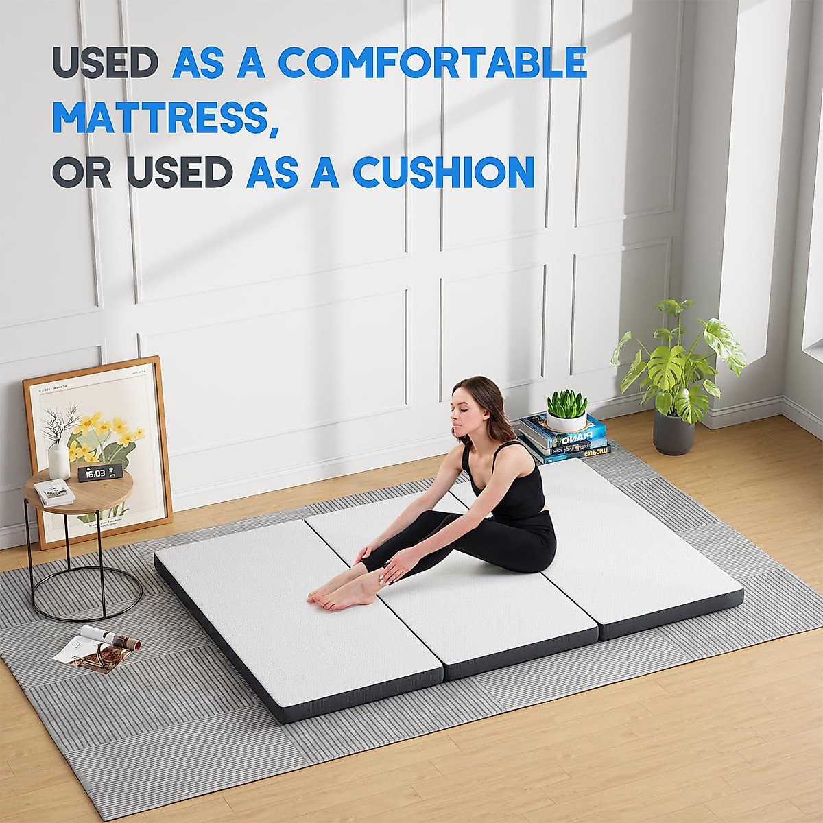 FDW Mattress/Foldable Mattress for Kids and Adults/Medium-Firm Mattress with a Collapsible and Washable Cover/Suitable for RV Travel Camping Guest,Full