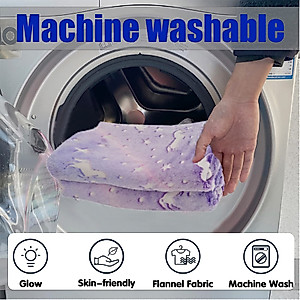 Glow in The Dark Throw Blanket for Kids, Unicorn Super Soft Flannel Blanket for Girls, Best Christmas Birthday Thanksgiving Magical Gifts for Girls Kids(50'' x 60'', Purple)