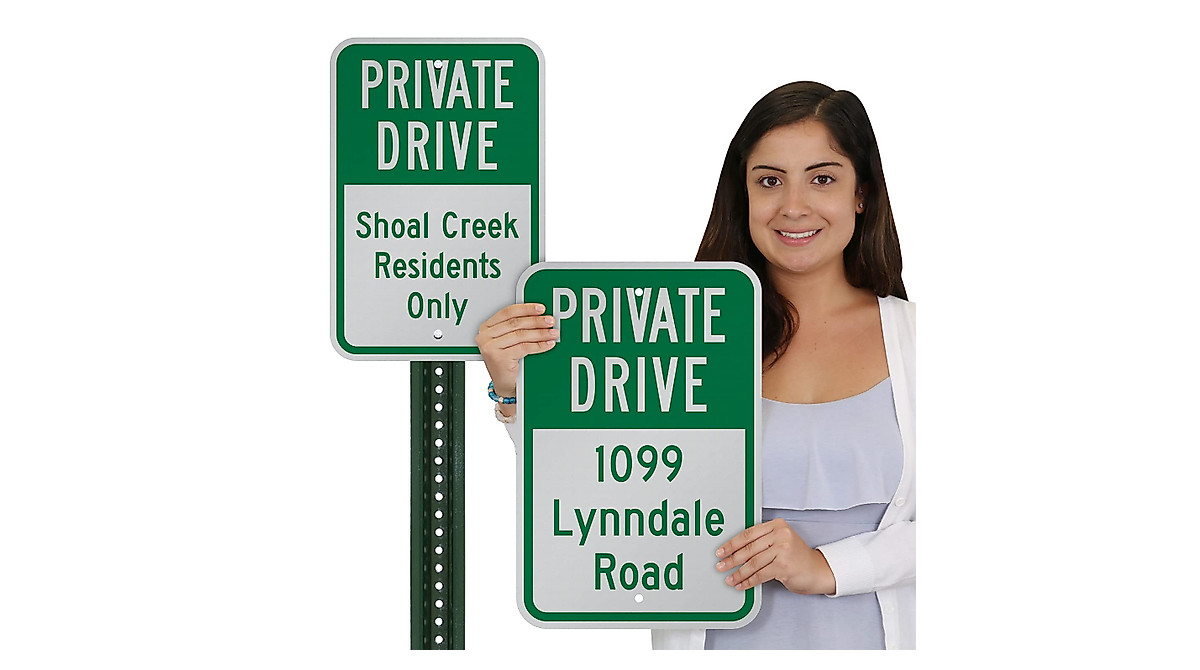 Customizable Private Drive Sign 12x18 Aluminum Durable & Weatherproof