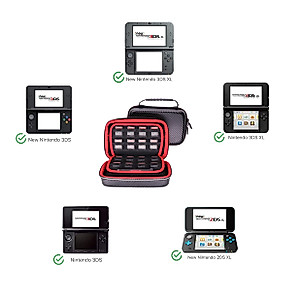 VSEER Carrying Case for New Nintendo 3DS XL / New 2DS XL, Hard Protective Shell Travel Case for Nintendo 3DS/3DS XL/New 3DS/New 3DS XL- [Black/Red]