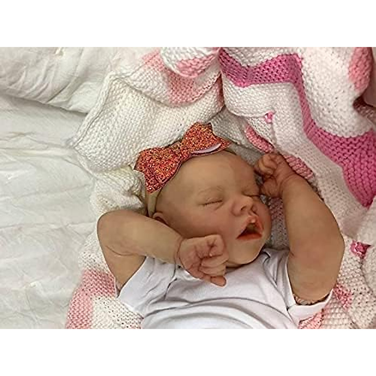 iCradle Reborn Baby Doll 18Inch Silicone Full Body Real Looking Girls Newborn Toddlers Waterproof with Sleeping Baby Eyes Closed Kids Playmate Toy for Age 3+