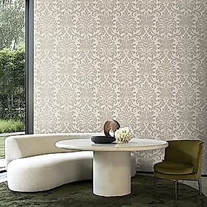 CiCiwind Vintage Wallpaper Peel and Stick Removable Self-Adhesive Wallpaper Beige Grey Floral Contact Paper for Cabinets Walls Covering Vinyl Film Paper 78.7" x 15.5"