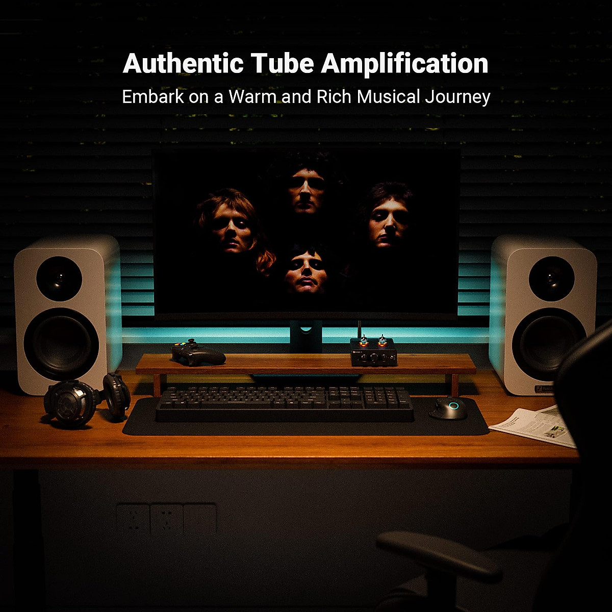 Fosi Audio P3 Tube Preamp Headphone Amplifier Home Audio Preamplifier Mini Vacuum Pre Amp Receiver with Bluetooth aptX LL HD Bass Treble Tone Controls for HiFi Stereo Active Speakers with RCA AUX Jack