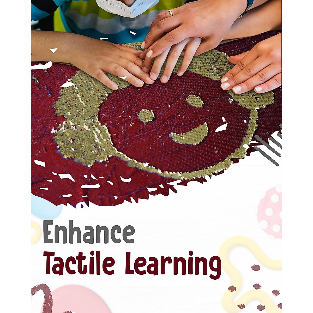 Vibrant Mermaid Sequin Fabric, Kid-Friendly Sensory Wall Panel for Kids, Ideal Items for Classroom, Home Activity and Autism Therapeutic Use, Fabric by The Yard, Sturdy & Reusable, Blue+Silver