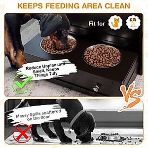 Tangkula Pet Feeder Station, Dog Food Storage Container with Double Pull Out Dog Bowls, Pet Food Toy Organizer Cabinet, Pet Feeding Station Furniture for Dogs Cats Feeding & Watering Supplies (Brown)