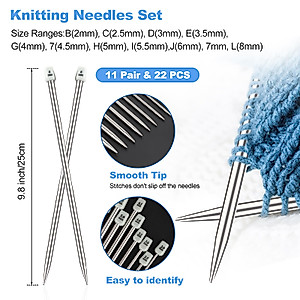 Katech Knitting Needles Set, 9 Pairs Circular Knitting Needles Set and 22 Pcs Single Pointed Knitting Needles Set with Tote Bag Knitting Accessories Knitting Supplies Knitting Needles for Beginners
