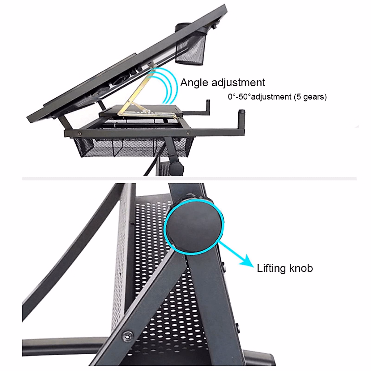 EESHHA Drawing Table Adjustable Glass Drafting Table,Versatile Art Study Table,with Storage Drawers,Art Studio Design Sketching Painting Work Station (Color : Glass) (Glass) (Glass)