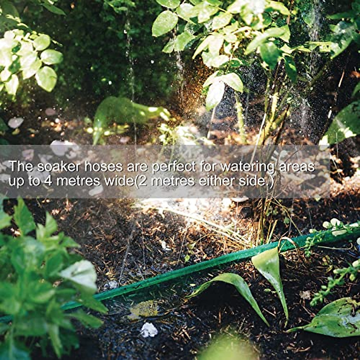 FUNJEE PVC Flat Soaker Hose 1/2'', Drip Hoses, Saves 70% Water, For Garden/Vegetable (50FT, Green)