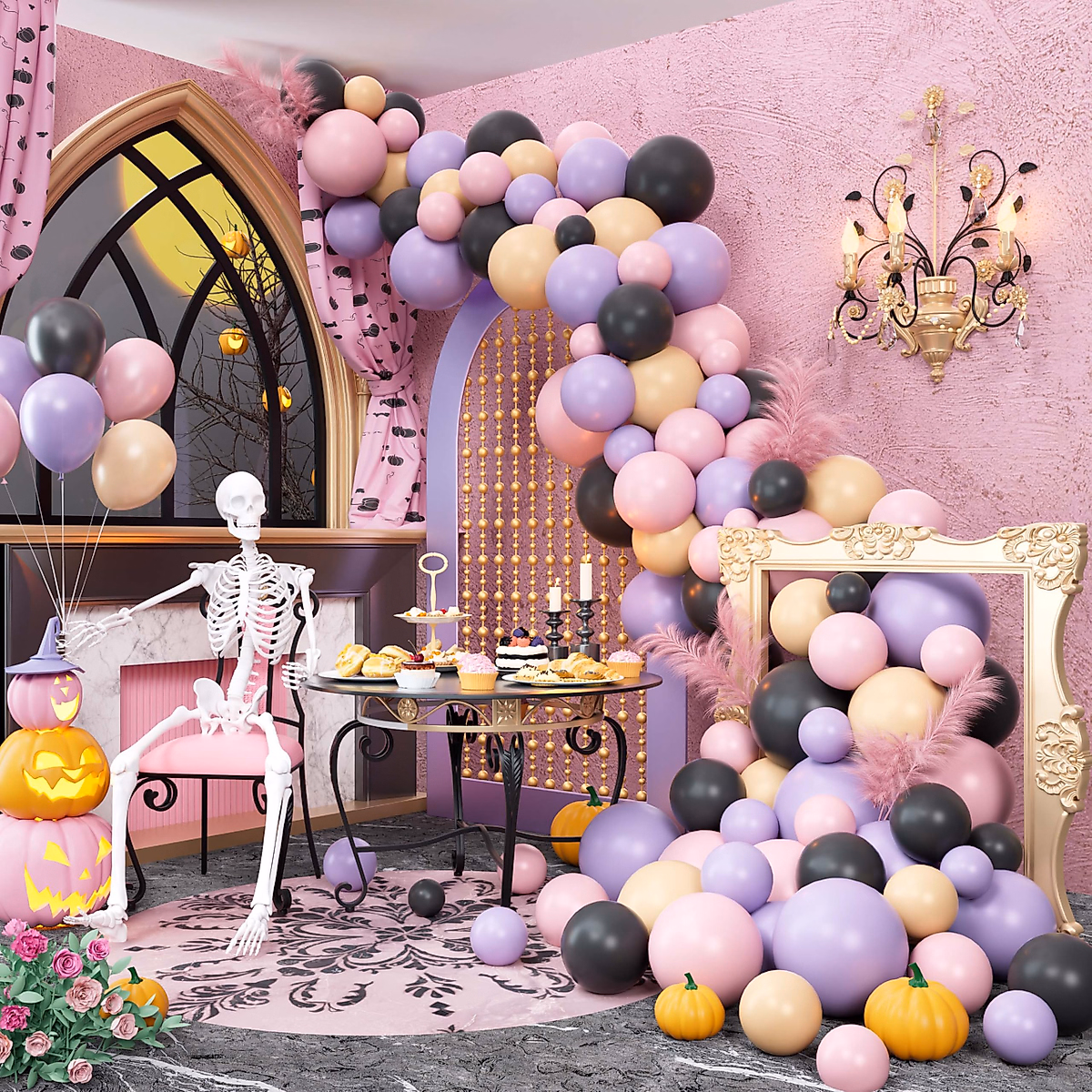 Fiesec Boo I’m Two Decor Birthday Girl, Two Spooky Birthday Decorations Girl, Halloween 2nd Birthday Theme Pink Purple Balloon Garland Arch Kit Banner Cake Topper Ghost Bat