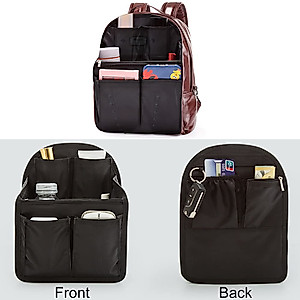 HOYOFO Mini Backpack Organizer Insert, Black, 7.7"L x 4.3"W x 10.6"H, Waterproof Nylon, Fits Small Backpacks