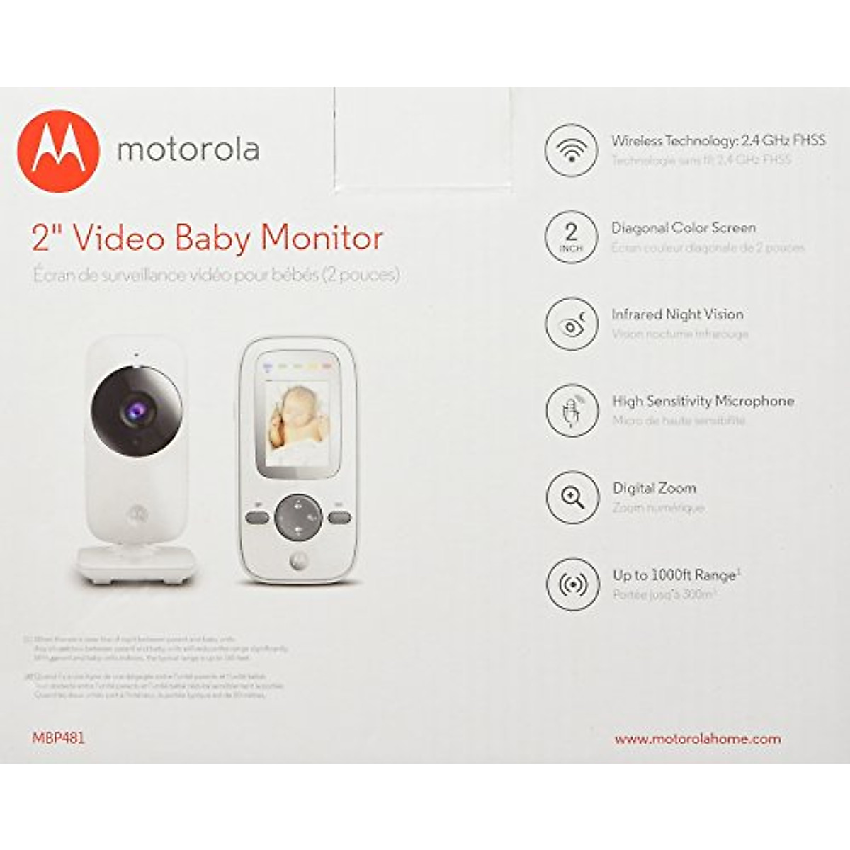 Motorola MBP481 2.4 GHz Digital Video Baby Monitor with 2-Inch Color Display, Digital Zoom, and Infrared Night Vision