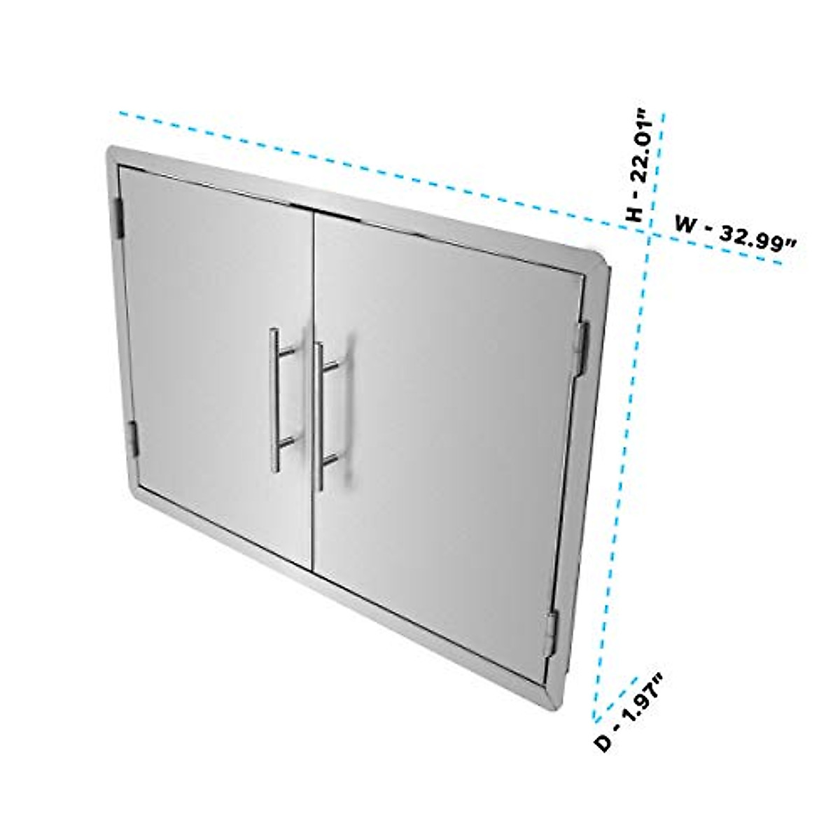 AdirHome 33" Stainless Steel Grill Double Access Double-Face Door with Towel Holder - Easy Install Heavy Duty Stainless Steel Rust Resistant Access Door with Chromium Plated Handle (Vertical Handle)